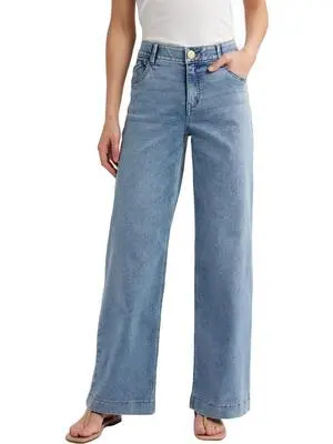 Wit & Wisdom High-waist Wide-leg Jeans - Mid Blue