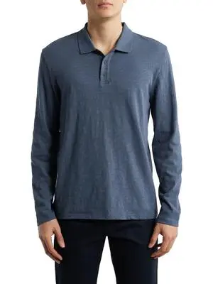 Vince Slub Cotton Long Sleeve Polo - Venice Blue