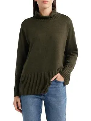 Eileen Fisher Turtleneck Merino Wool Pullover - Woodland