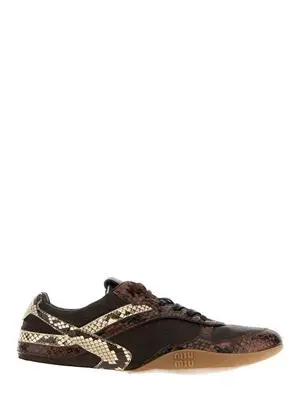 Miu Miu Lace Up Sneakers - Brown+tabacco