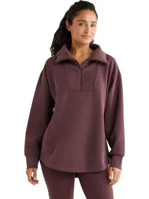 Zella Ultrasoft Half Zip Tunic - Burgundy Fudge