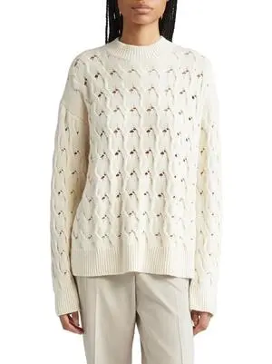 LAFAYETTE 148 NEW YORK Cable Stitch Cashmere & Silk Sweater