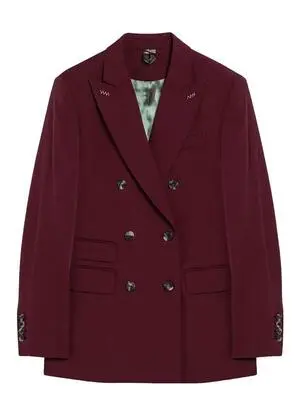 Max Mara Double-Breasted Virgin Wool Jacket Red