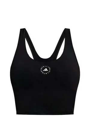 Adidas By Stella McCartney Racer-back Logo-print Top - Black