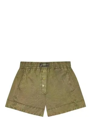 GANNI Washed Cotton Shorts - Green