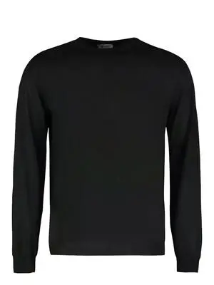 THE (ALPHABET) Crew-neck Fine Knit Sweater - Black