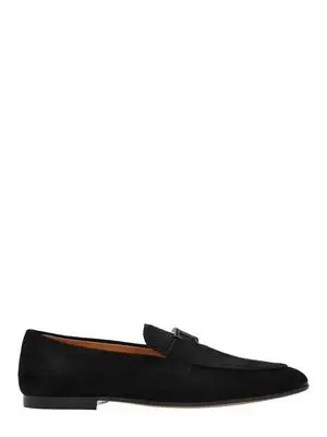 TOD'S Logo-plaque Suede Loafers - Black