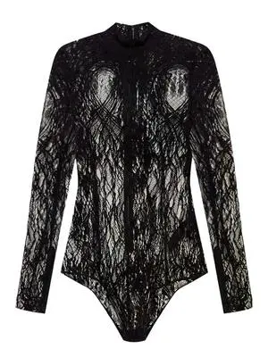 Balmain Lace High-neck Bodysuit - Black