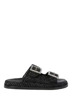 ALIBI Double-buckle Flat Sandals - Black