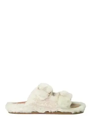 ALIBI Double-buckle Fur Sandals - Neutrals