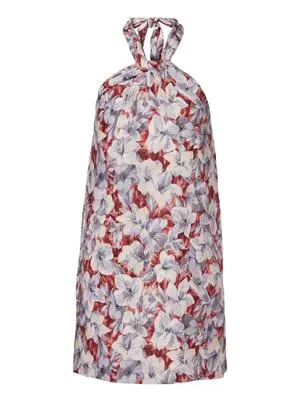 Posse Luna Floral Halterneck Linen Minidress - Multicoloured