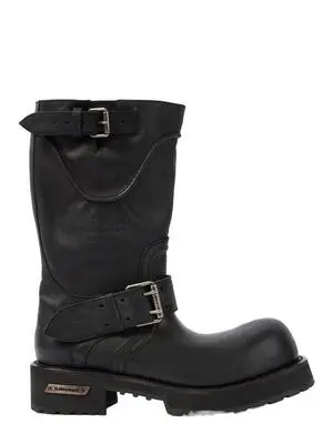Balenciaga Venom Leather Biker Boots - Black