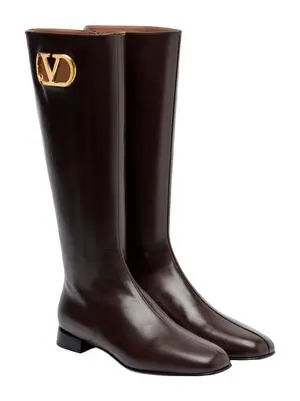 Valentino Garavani Vlogo Signature Leather Boots - Brown