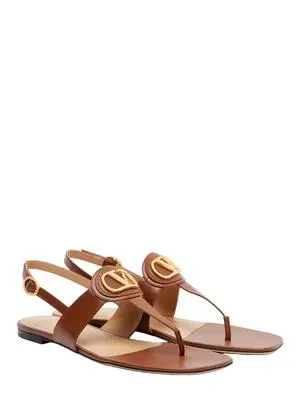 Valentino Garavani Vlogo Signature Leather Thong Sandals - Brown