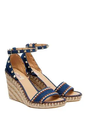 VALENTINO Rockstud Double 105 Espadrille Wedges