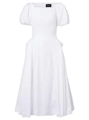 Simone Rocha Puff-sleeve Cotton Poplin Midi Dress - White
