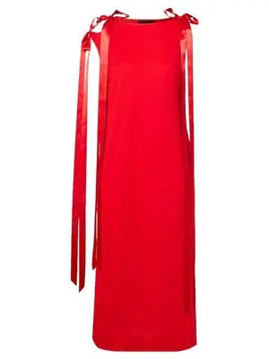Simone Rocha Bow-detail Jersey Midi Dress - Red