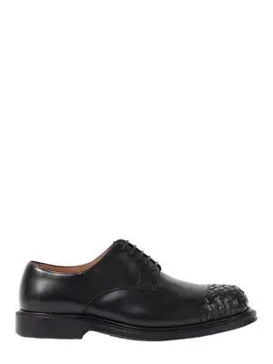Bottega Veneta James Intrecciato Leather Derby Shoes - Black