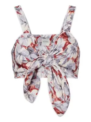 Posse Luna Floral Linen Crop Top - Multicoloured