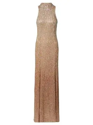 Jenny Packham Benue Embellished Silk Gown - Gold