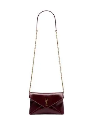 Saint Laurent Cassandre Mini Leather Crossbody Bag - Burgundy
