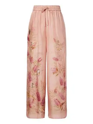Zimmermann Cascadian Floral Silk Wide-leg Pants - Pink