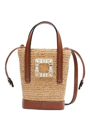 ROGER VIVIER Rv Skate Mini Raffia Bucket Bag - Neutrals