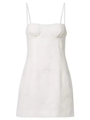 Sir The Label Alessandra Embroidered Linen Minidress - White