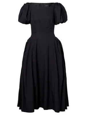 Simone Rocha Puff-sleeve Cotton Poplin Midi Dress - Black
