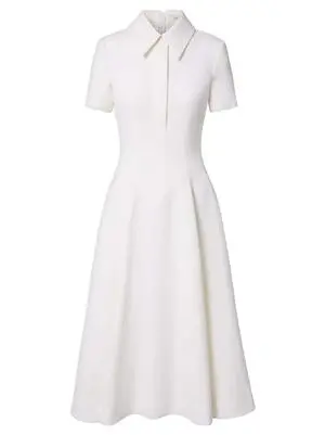 EMILIA WICKSTEAD Jody Pleated Wool Midi Dress - White