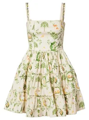 Agua Bendita Lima Floral Minidress - Beige