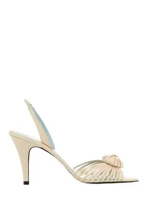 Valentino Garavani 85mm Leather Slingback Sandals - Neutrals