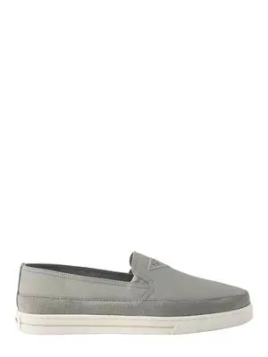 Prada Embossed-logo Slip-on Loafers - Grey