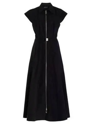 Brandon Maxwell Zip-up Belted A-line Dress - Black