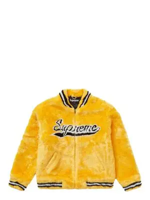 Supreme Faux Fur Varsity Jacket - Yellow
