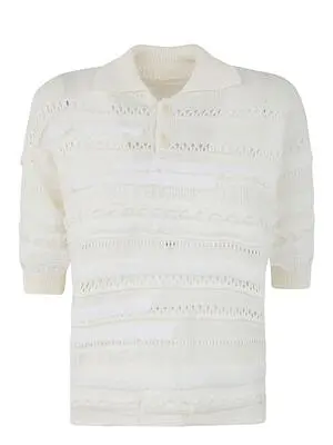 Y’s Collared Half-sleeve Top - White