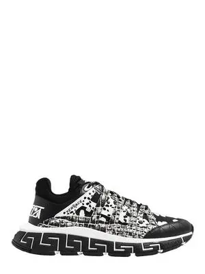 Versace Trigreca Printed Sneakers - Black