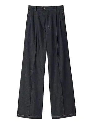 Sandro Wide-leg High-rise Denim Suit Trousers - Deep Blue