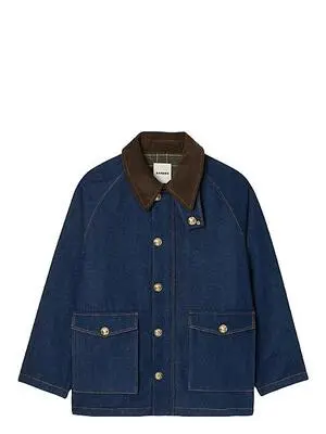 Sandro Contrast-collar Regular-fit Denim Jacket - Blue Jean