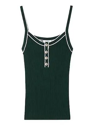 Sandro Two-tone Button-down Knitted Vest - Bottle Green