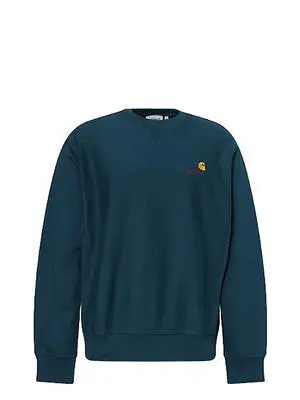 Carhartt Work In Progress American Script Logo-embroidered Cotton Sweatshirt - Deep Lagoon