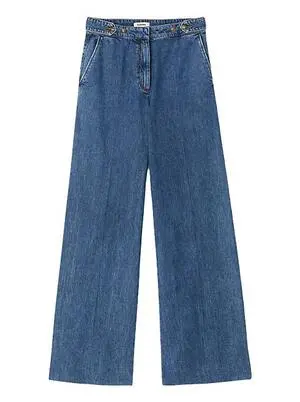 Sandro Wide-leg High-rise Denim Jeans - Blue Jean