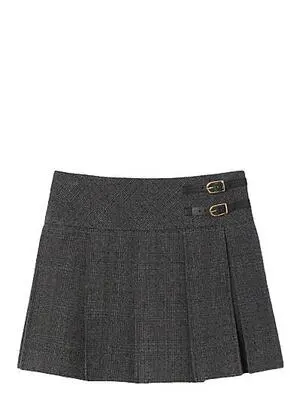 Sandro Rhinestone-embellished Pleated Mini Skirt - Grey / Brown