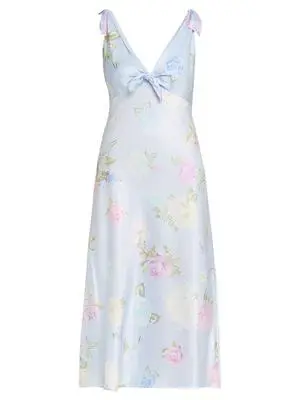 LoveShackFancy Perri Floral Maxi Dress - Amethyst Sky