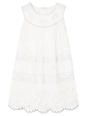 Vita Kin Cleo Pintucked Broderie Anglaise Mini Dress - White