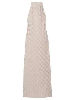 DIMA AYAD Plissé-satin Maxi Dress - Ivory