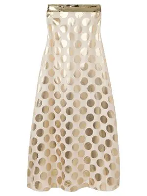 DIMA AYAD Strapless Polka-dot Brocade Gown - Gold