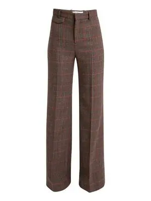 Chloé Plaid Wide-leg Pants - Brown - Beige 1