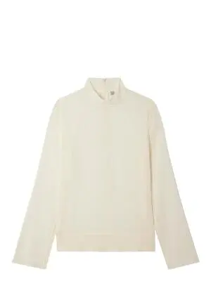 TOTEME Cotton And Silk-blend Crepon Turtleneck Blouse - Ecru