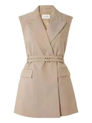 Sportmax Oversized Grain De Poudre Wool Vest - Neutrals